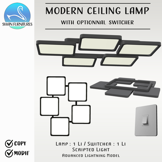 Second Life Marketplace - [SF] Modern Ceiling Lamp & Switcher